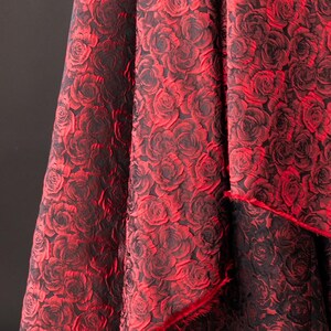 Wine Red Rose Jacquard Fabric Wedding Party Diy Dress Pants Skirt Shirt ...
