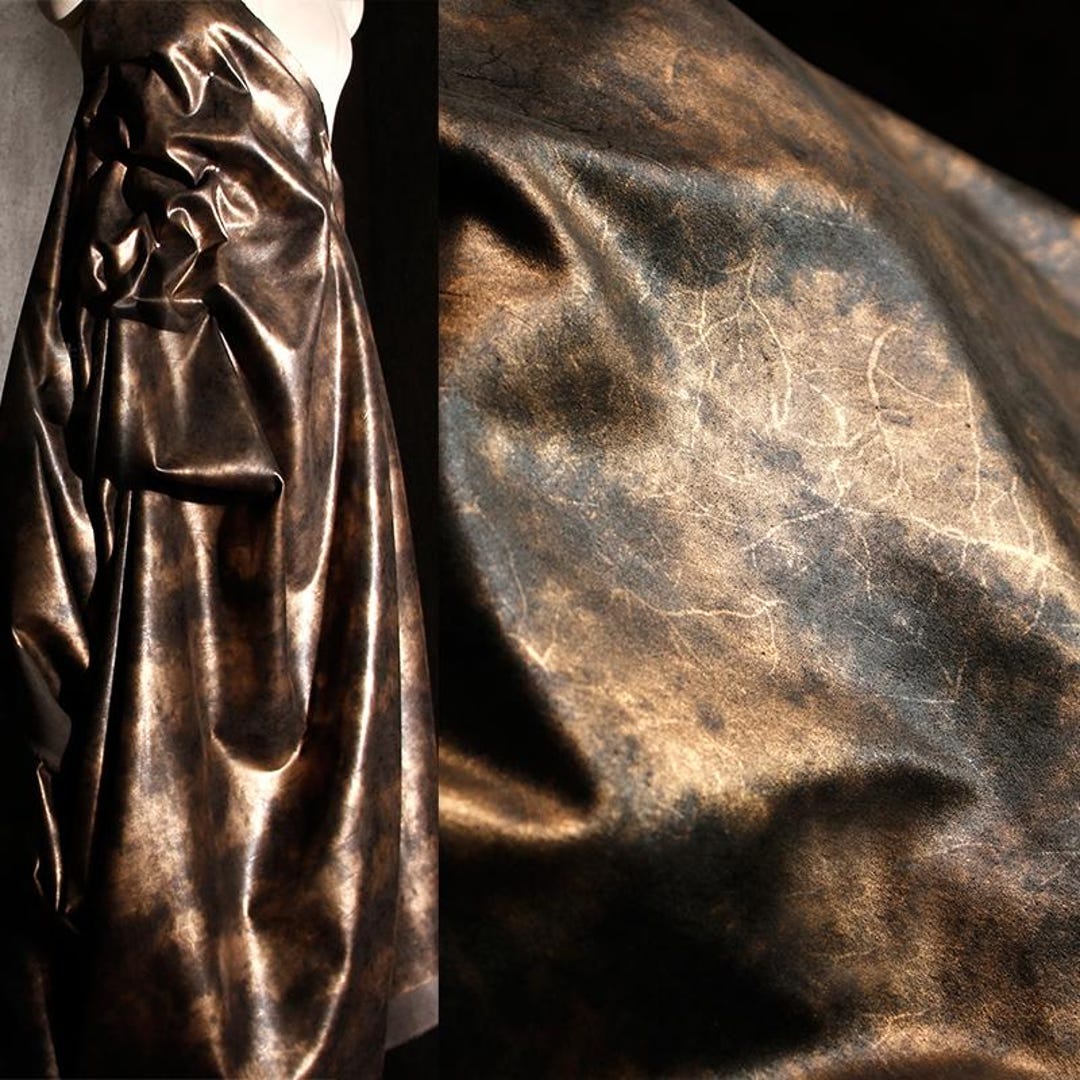 1.58 Meters Wide Brown Glossy Texture Imitation Leather Fabric Diy ...