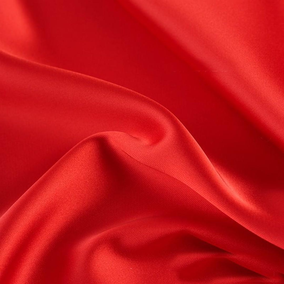 1.5 Metes Wide Bright Red Satin Fabric DIY Smooth Breathable ...