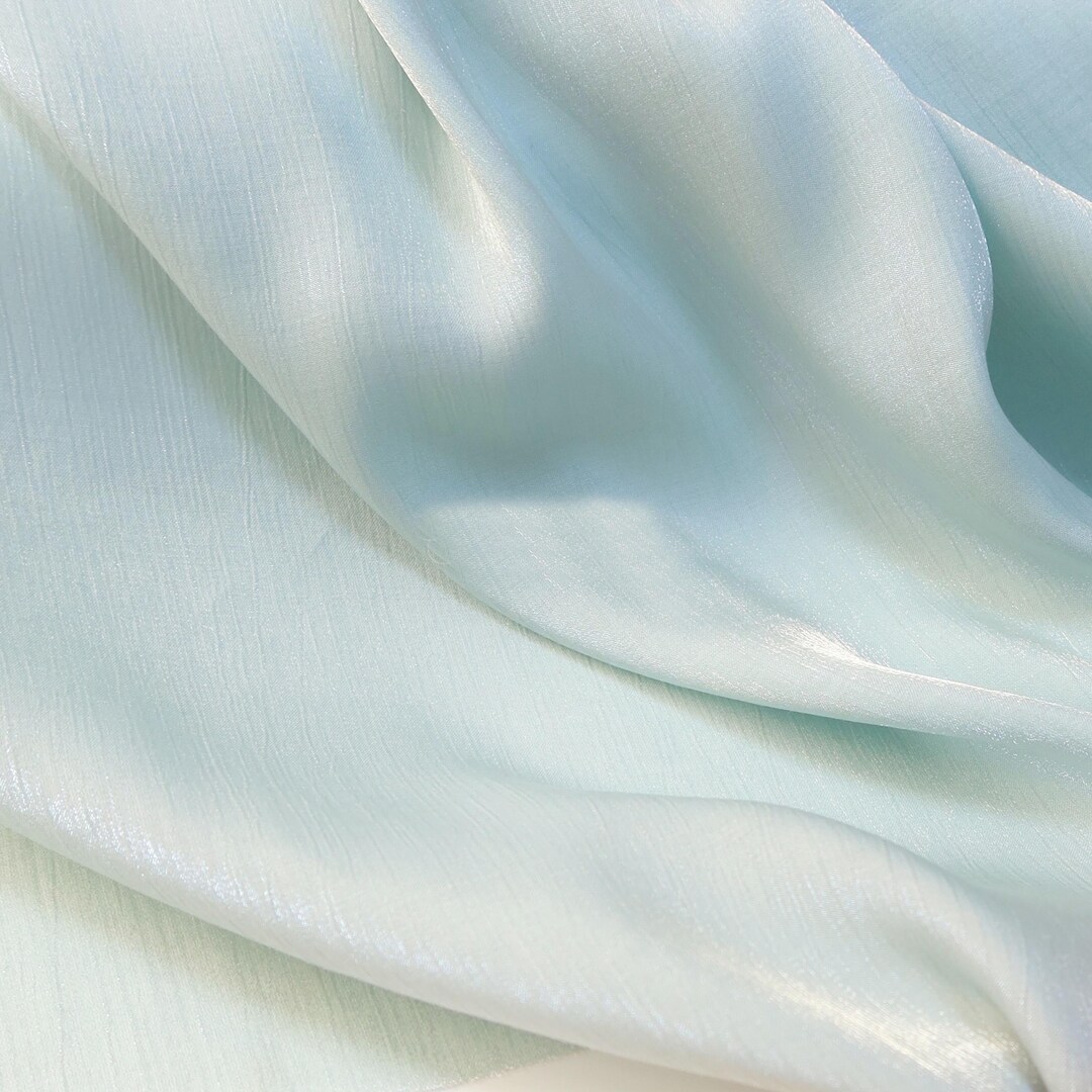 Light Green Micro Wrinkled Texture Sparkling Striped Fabric Summer ...