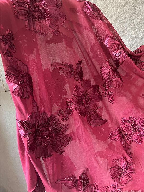 1.4 Meters Wide Elastic Embroidery Texture Lace Perspective Mesh Fabric ...