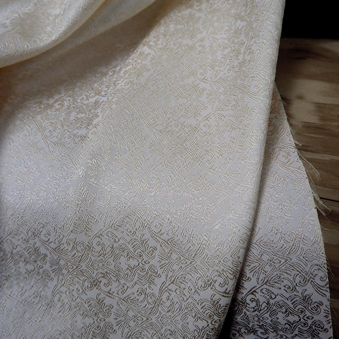 1.4 Meters Wide Black/beige Texture Jacquard Satin Fabric Diy Party ...