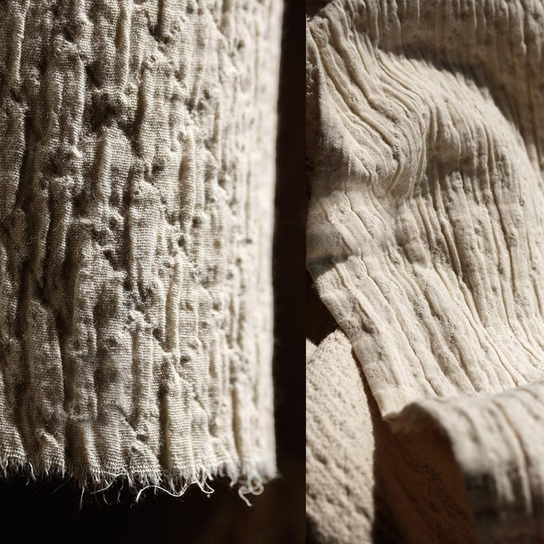 1.2 Meters Wide Beige Wrinkled Texture Pure Coarse Cotton Linen Fabric ...