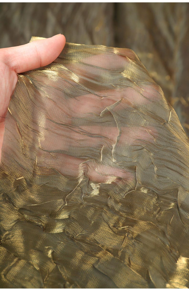 Gold/silver Black Water Wave Embossed Crepe Gauze Fabric Texture ...