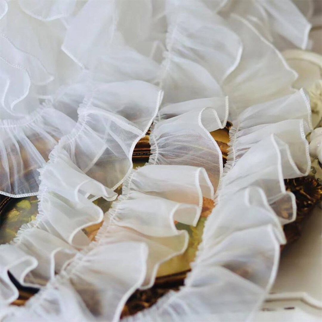 5 Meters 3-5cm Wide Ivory/pink/blue Soft Tulle Gauze Ruffle Pleat Child ...