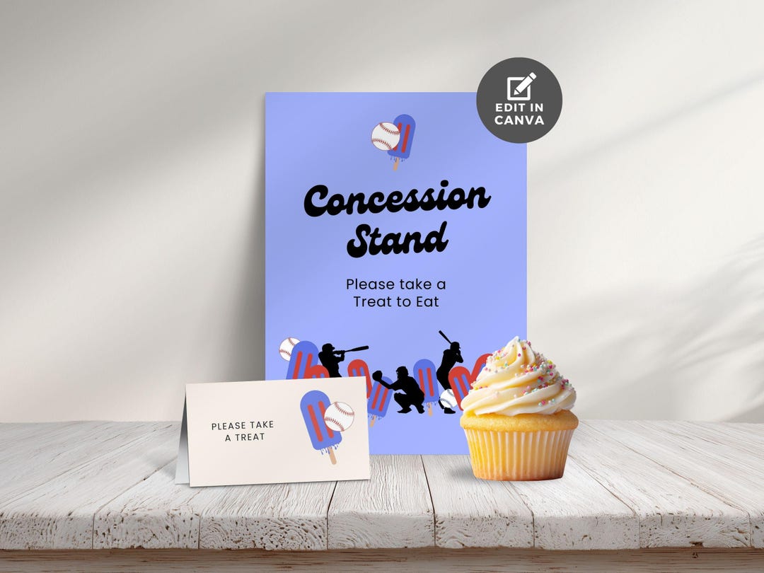 Baseball Concession Stand Sign, Ice Cream Drip Popsicle Theme Party ...