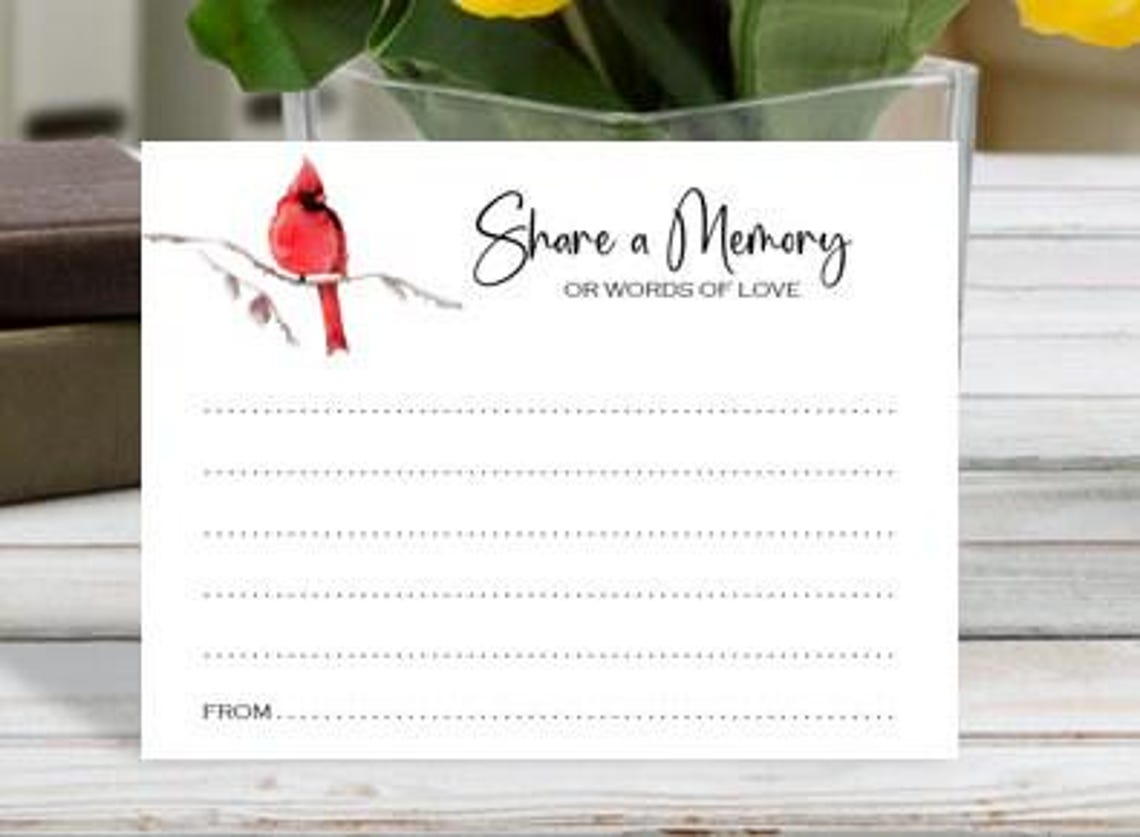 Share a Memory Note Cards Cardinal Sympathy for Funeral Memorial or ...