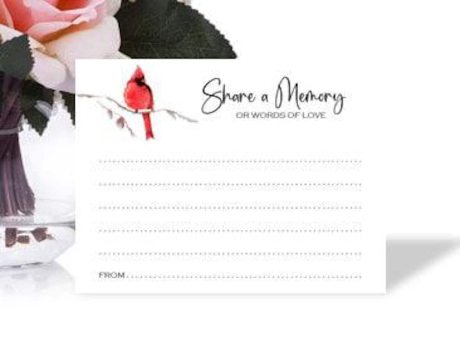 Share a Memory Note Cards Cardinal Sympathy for Funeral Memorial or ...