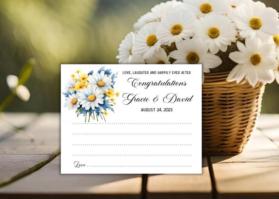 Personalized Wedding Guest Note Cards Spring Daisy Design for Couples ...