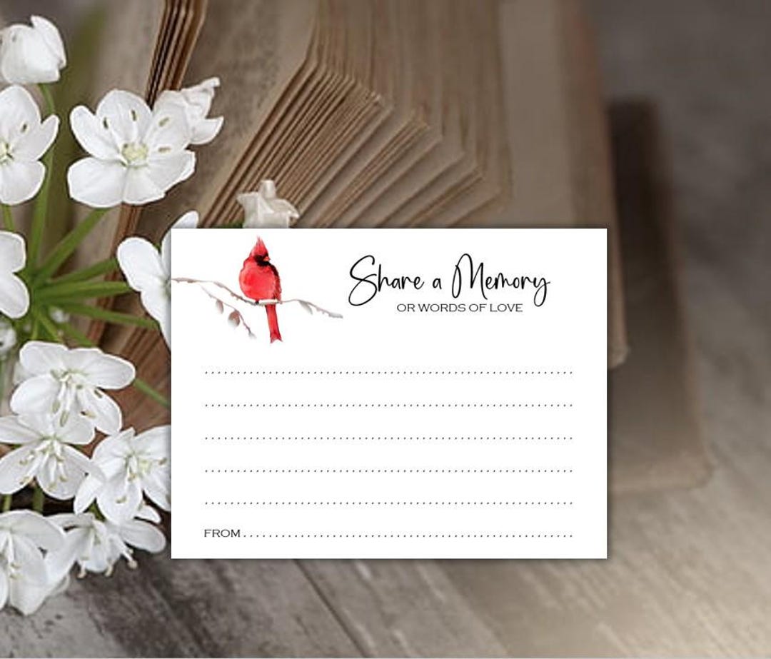 Share a Memory Note Cards Cardinal Sympathy for Funeral Memorial or ...