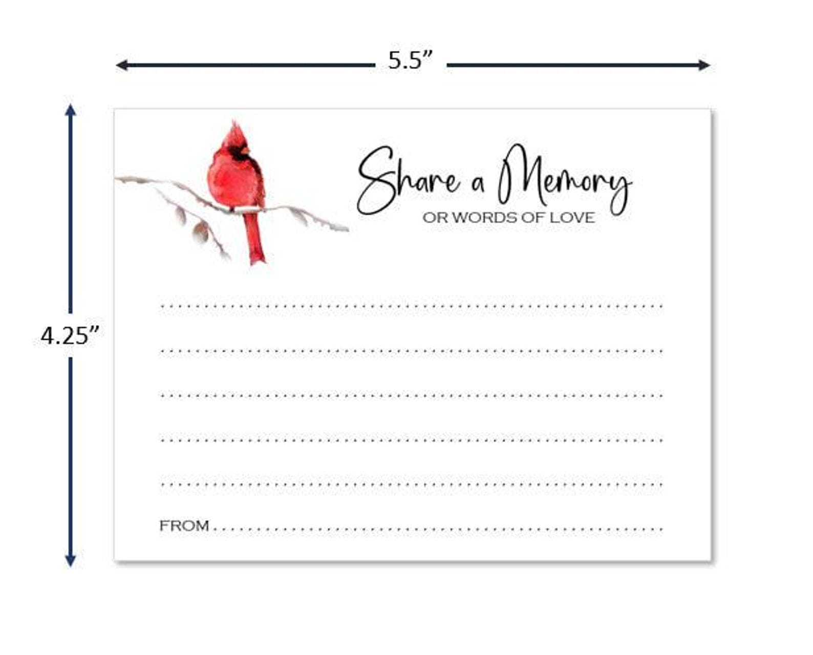 Share a Memory Note Cards Cardinal Sympathy for Funeral Memorial or ...