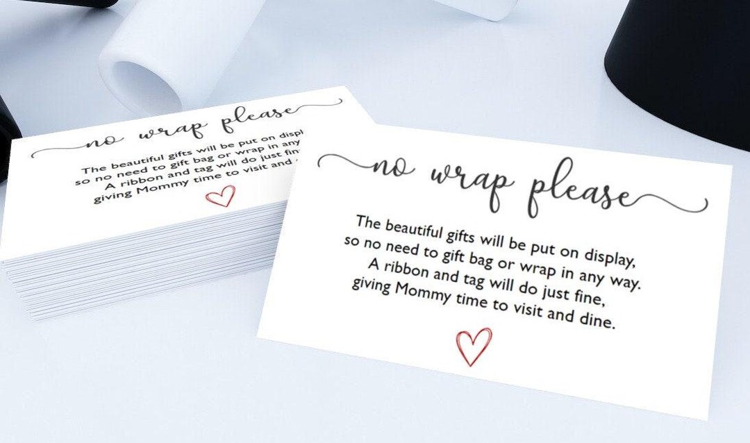 Baby Shower No Gift Wrap Invitation Insert Gifts on Display Printed and ...