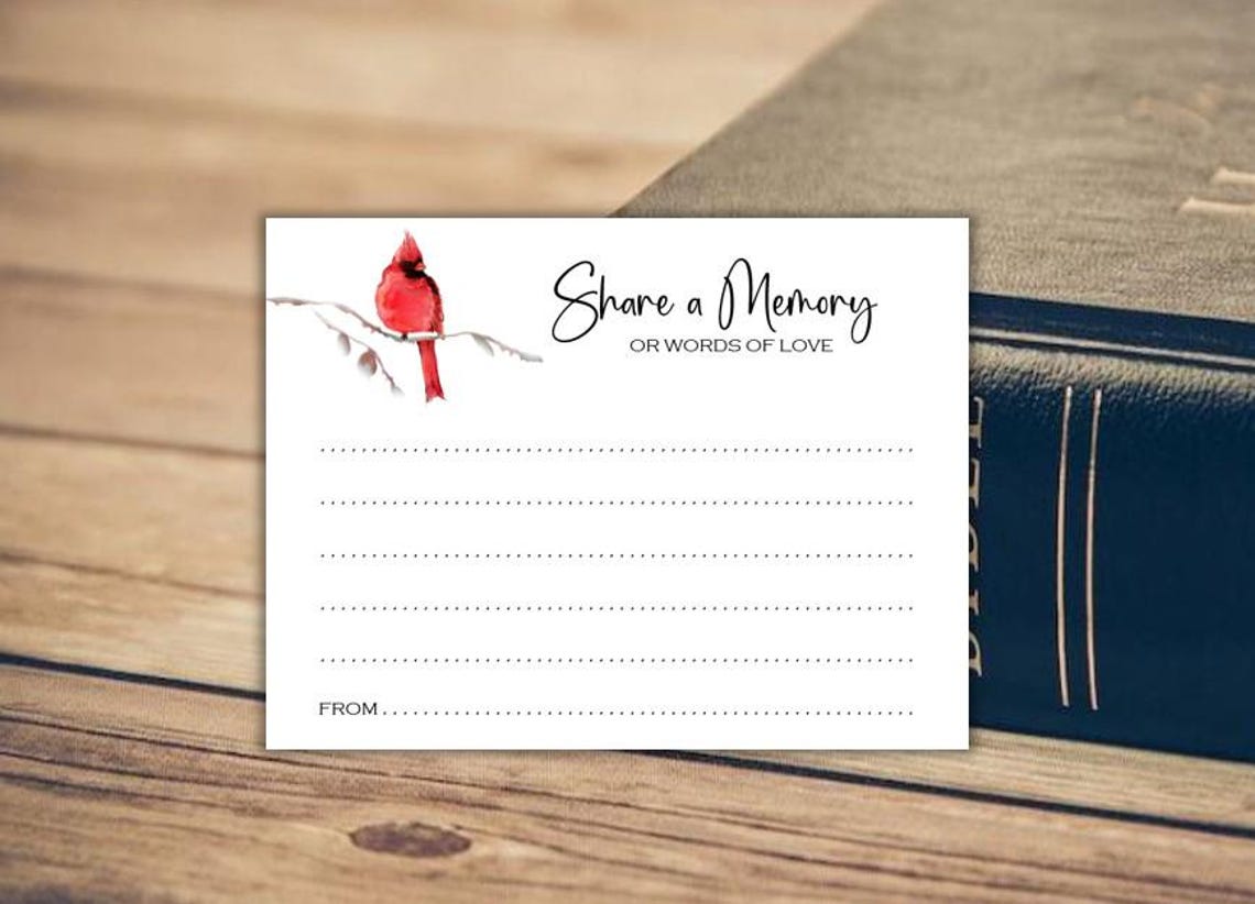 Share a Memory Note Cards Cardinal Sympathy for Funeral Memorial or ...