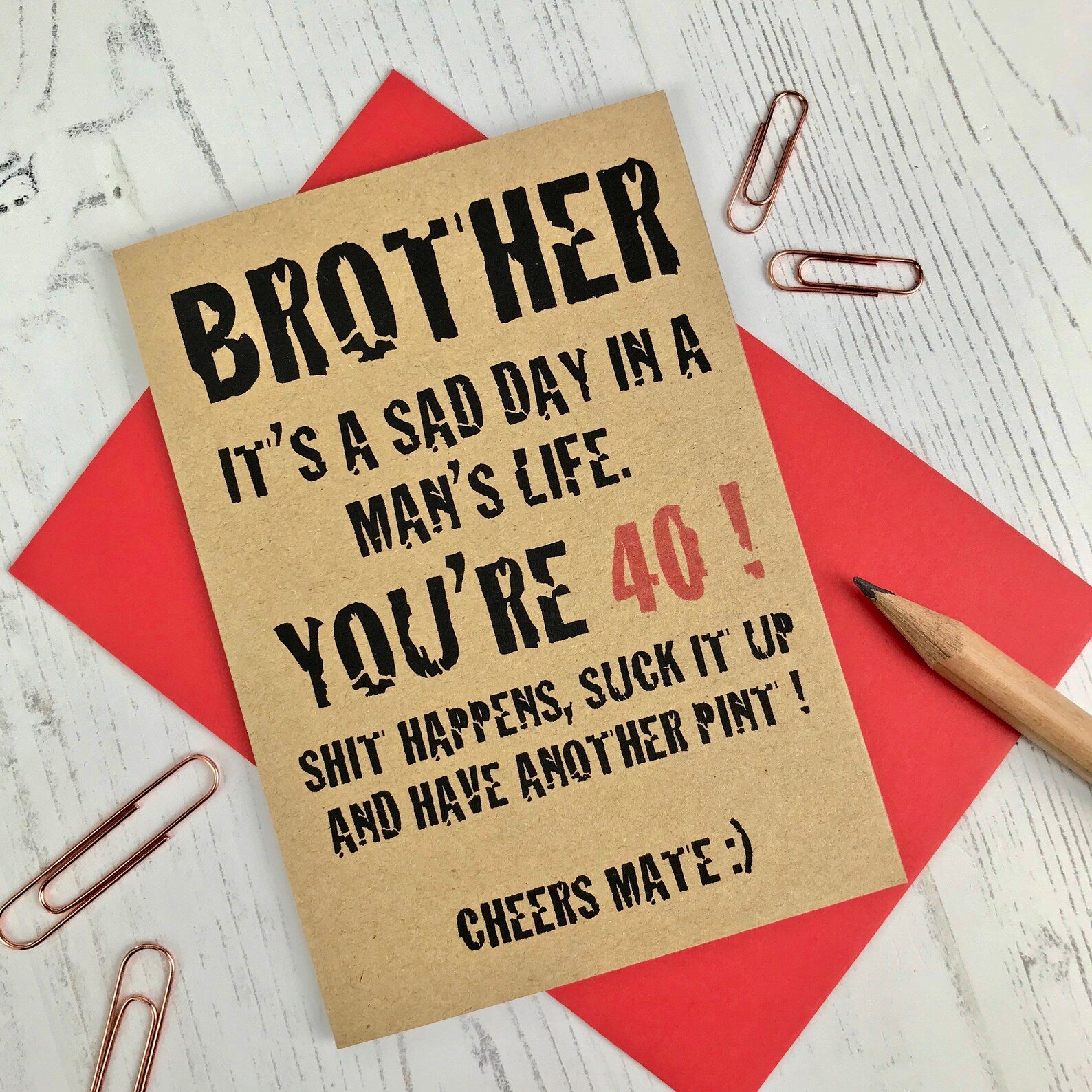 Brother 40th Birthday Greetings Card - Etsy