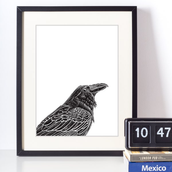 Crow Linocuts - Etsy