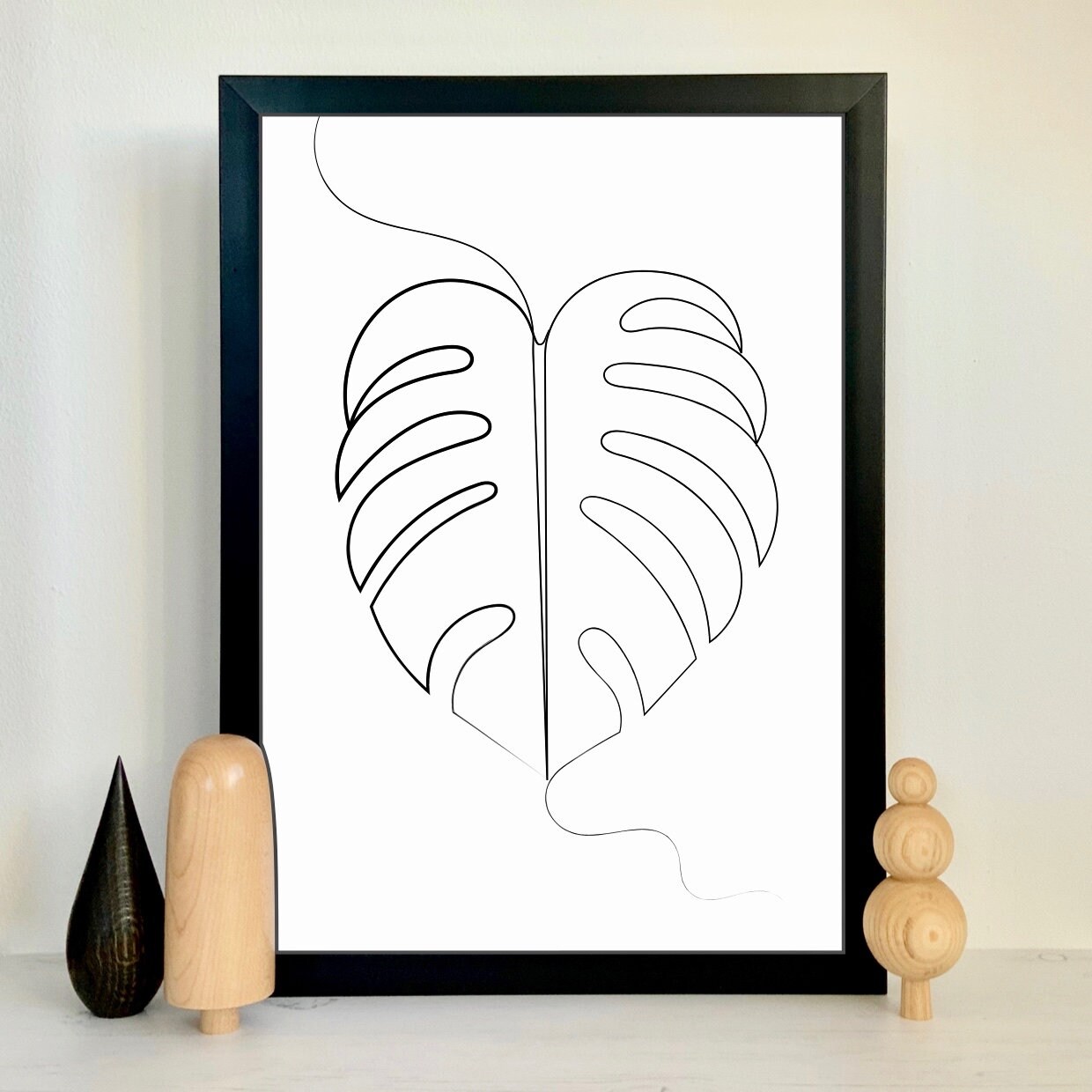 Swiss Cheese Plant Leaf Line Drawing Art Print unframed | Etsy
