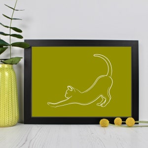Cat Stretching Line Drawing Art Print unframed - Etsy