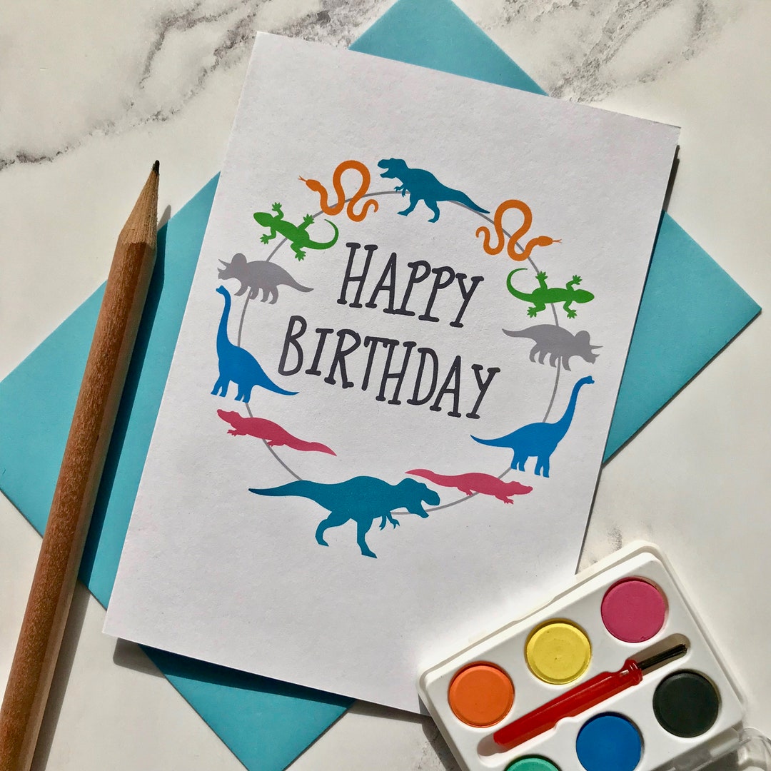 Children's Dinosaur Themed Birthday Card - Etsy