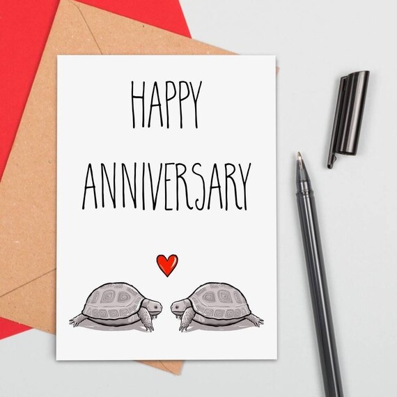 Tortoise Anniversary Greetings Card | Etsy