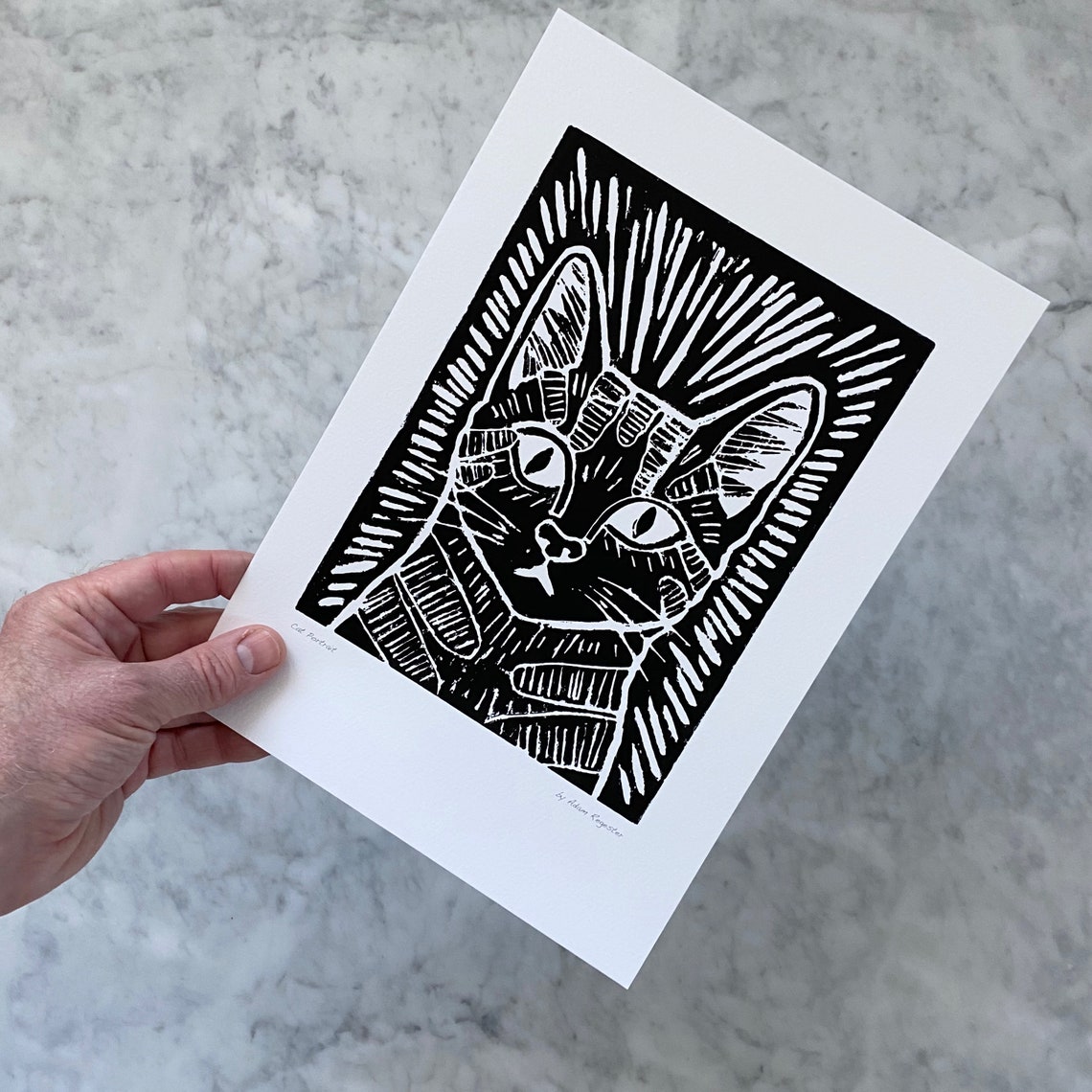 Black Cat Linocut Print (a4/unframed) - Etsy