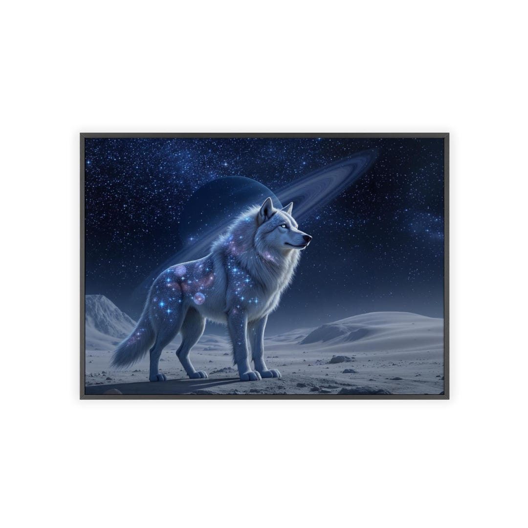 Poster With Wooden Frame 'eclipse Wolf' - Etsy
