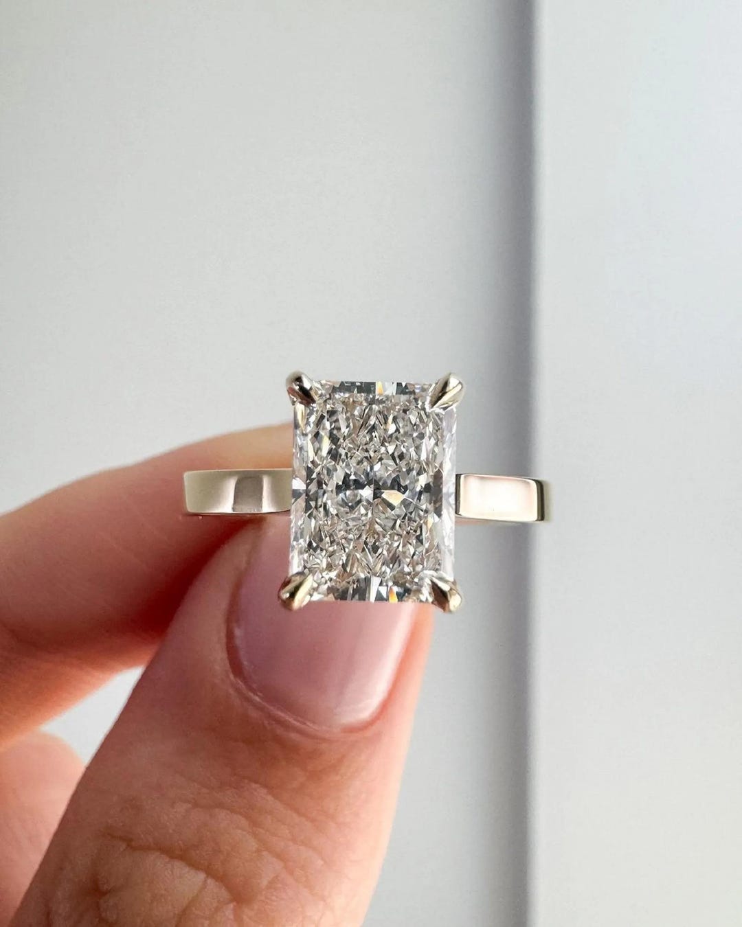 Art Deco 7x9 MM Iced Out Radiant Cut Moissanite Solitaire,14k Solid ...