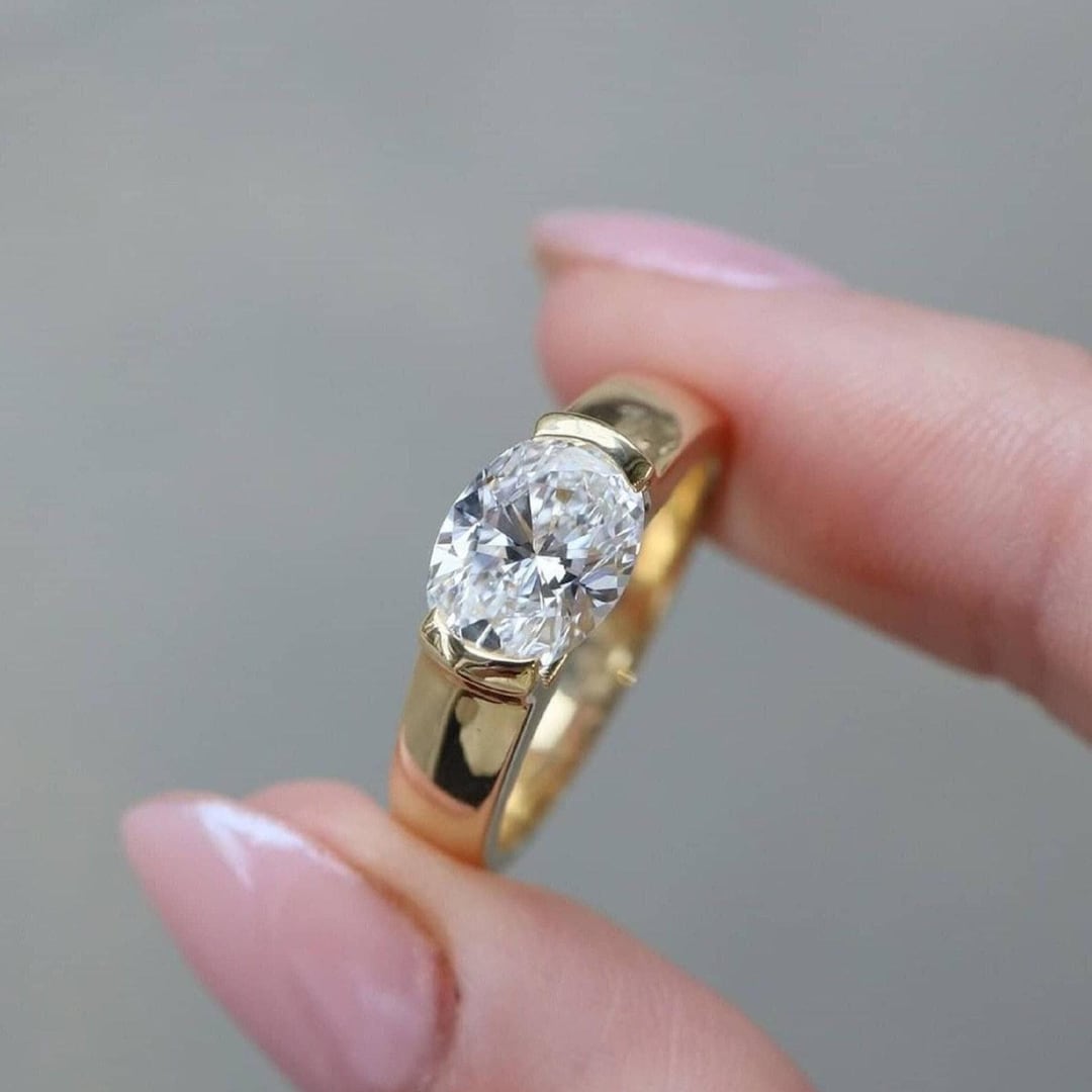 Dua Lipa Inspired 1.70CT Oval Cut Lab Grown Diamond IGI Certified Ring ...