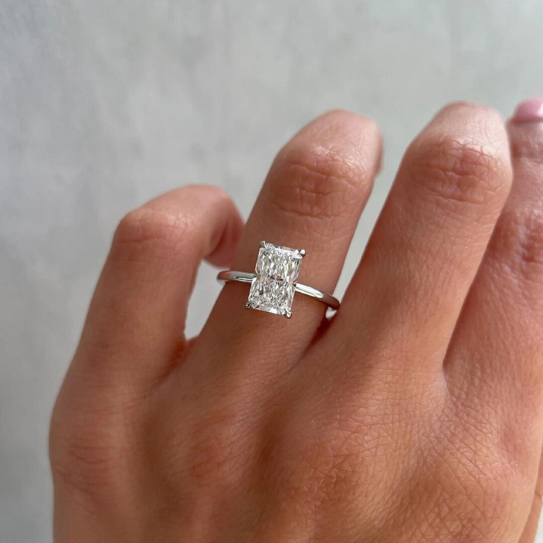 Minimalist 10x6 MM Iced Out Radiant Cut Solitaire|elongated Radiant Cut ...