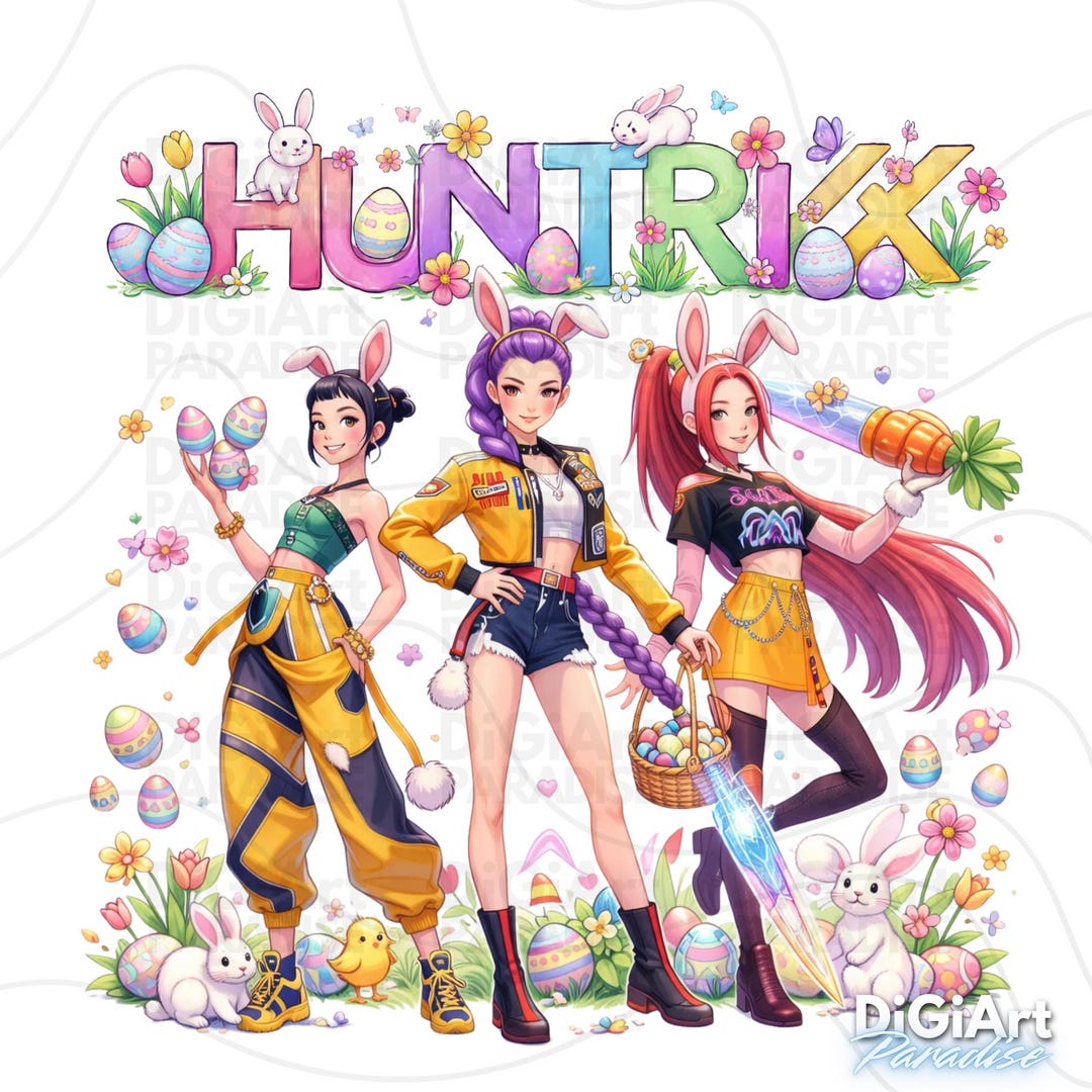 Huntrix Easter Day PNG | Happy Easter Png | Kpop Demon Hunters Easter ...