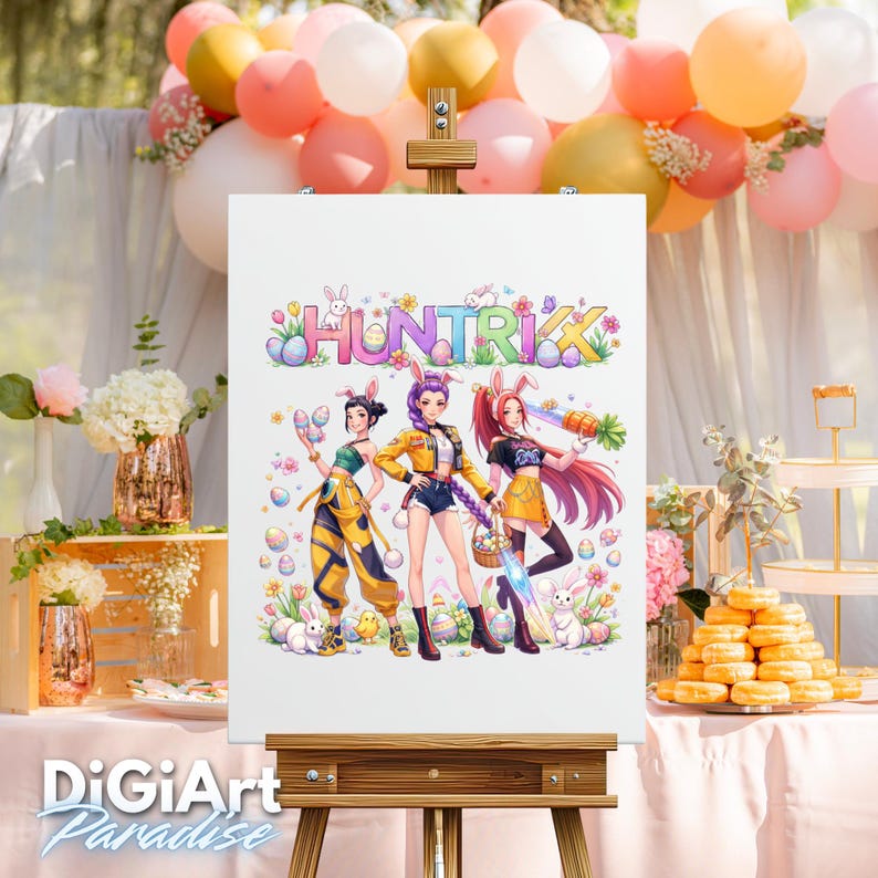 Huntrix Easter Day PNG | Happy Easter Png | Kpop Demon Hunters Easter ...