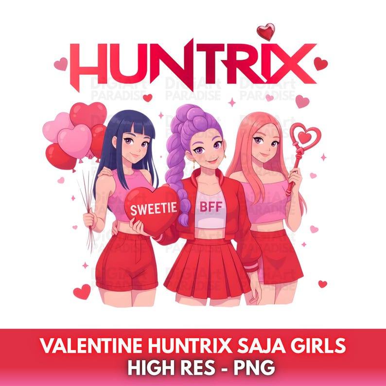 Kpop Valentine Clipart, Huntrix Anime Girls PNG (digital Download) - Etsy