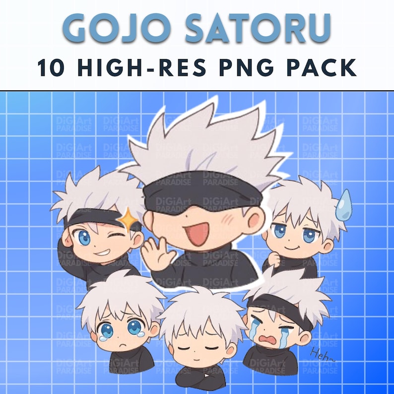 Gojo Satoru Anime Clipart PNG Bundle | Jujutsu Kaisen (digital Download ...