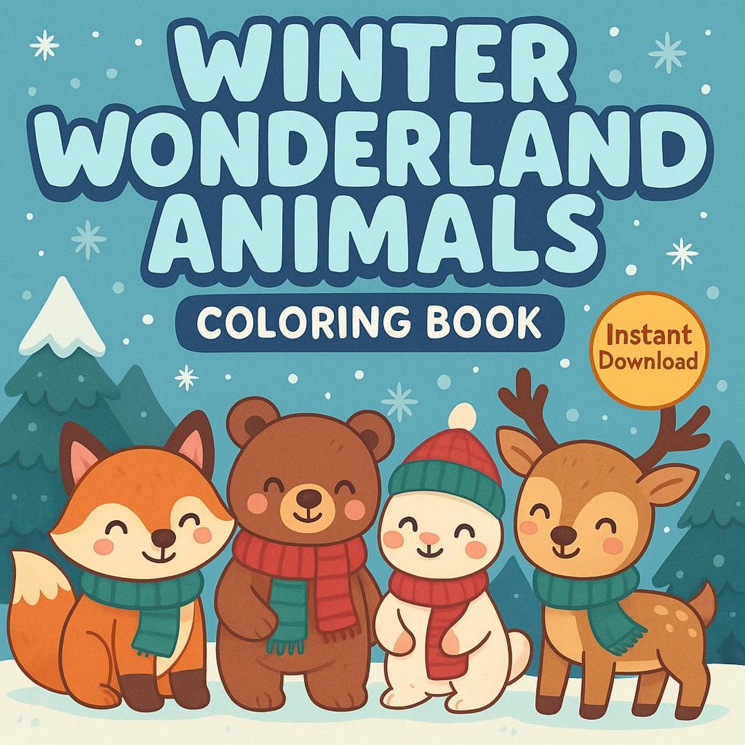 Winter Wonderland Animals Activity Book – 40 Pages Printable Kids PDF ...
