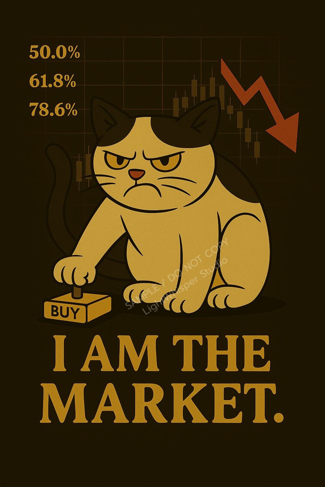 Cat Trader Art (digital PNG, 300 DPI)-I Am the Market - Etsy