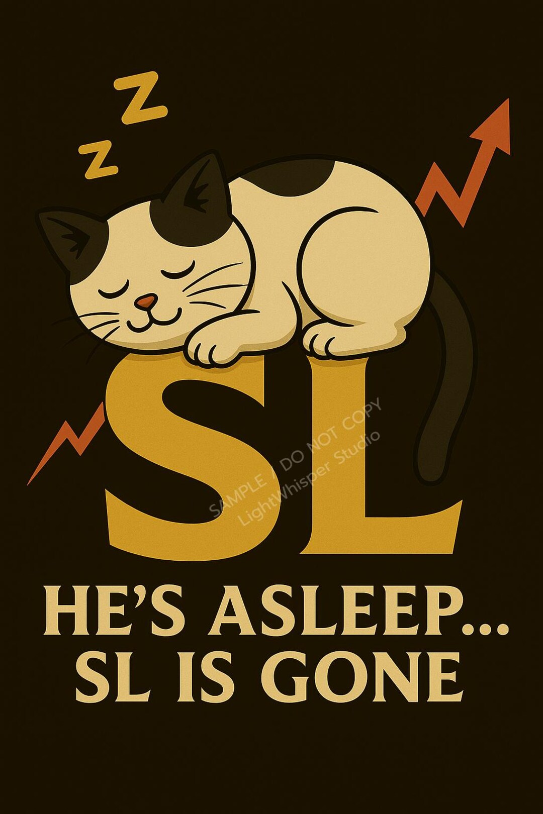 Cat Trader Art (digital PNG, 300 Dpi)-he’s Asleep… SL is Gone - Etsy