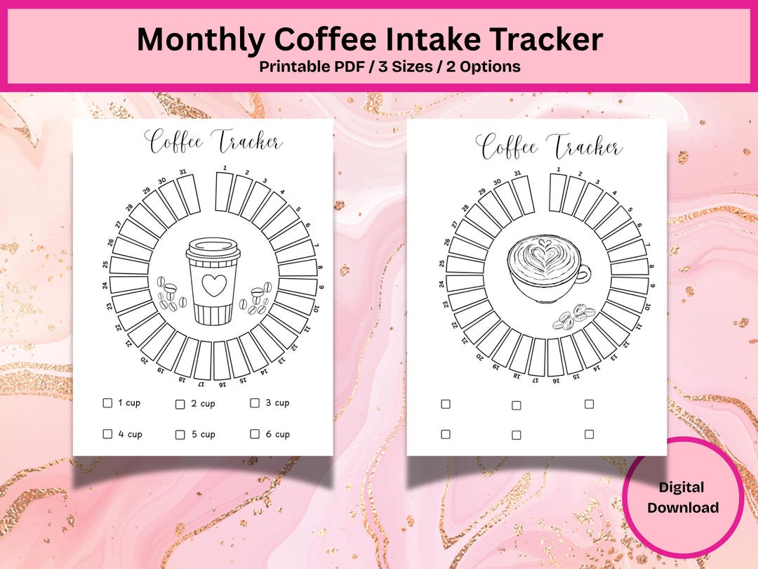 Printable Coffee Intake Tracker | A4 & A5 Sizes | Daily Caffeine Log ...