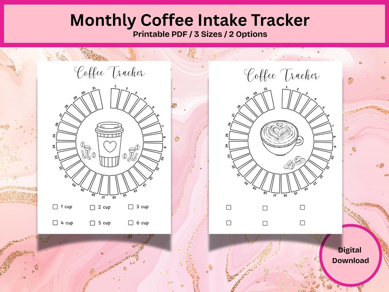 Printable Coffee Tracker Bullet Journal Pages 2026 Track Your Caffeine ...