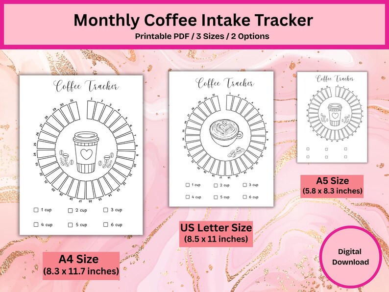 Printable Coffee Tracker Bullet Journal Pages 2026 Track Your Caffeine ...