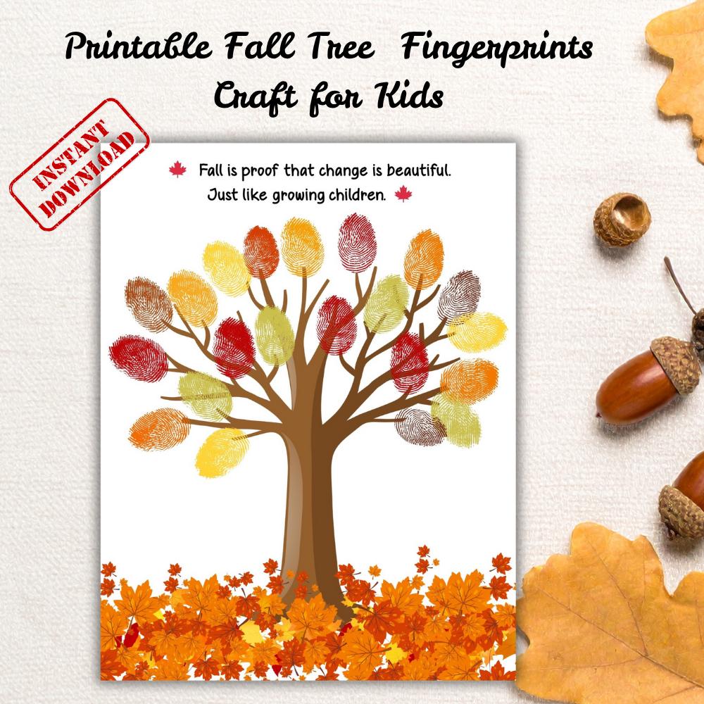 Fingerprint Keepsake Printables / Fall / Autumn Tree Thumbprints Craft ...