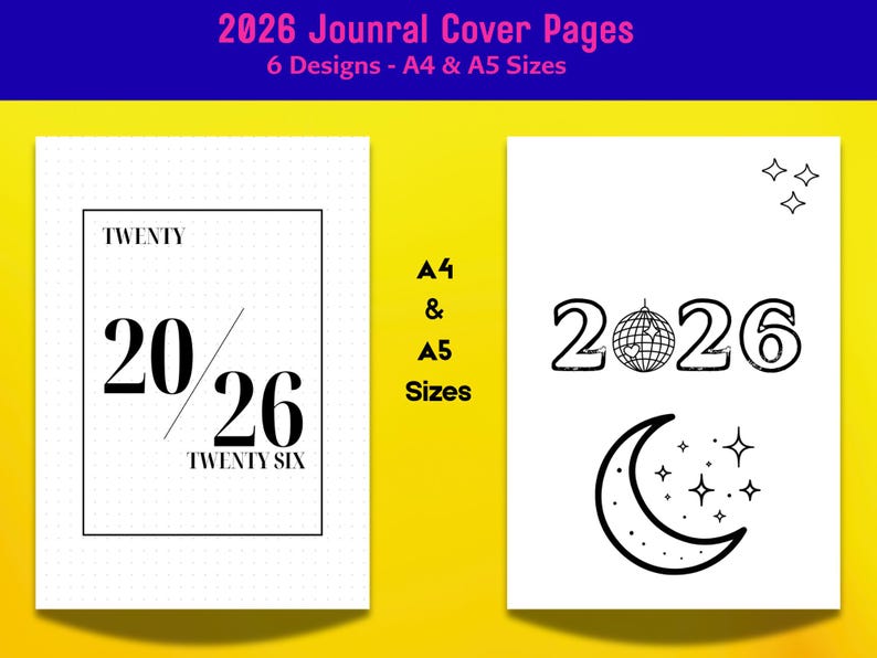 2026 Printable Journal Cover Pages / 6 Unique Journal Cover Pages for ...