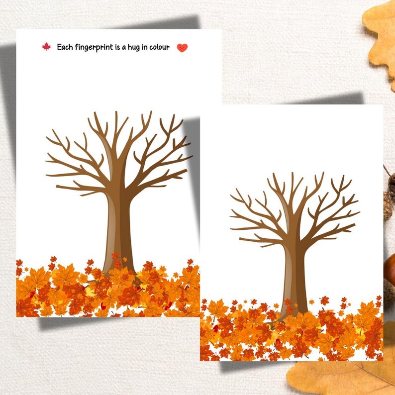 Fall Tree Fingerprint Art: Kids Autumn Keepsake Gift (PDF Download) - Etsy