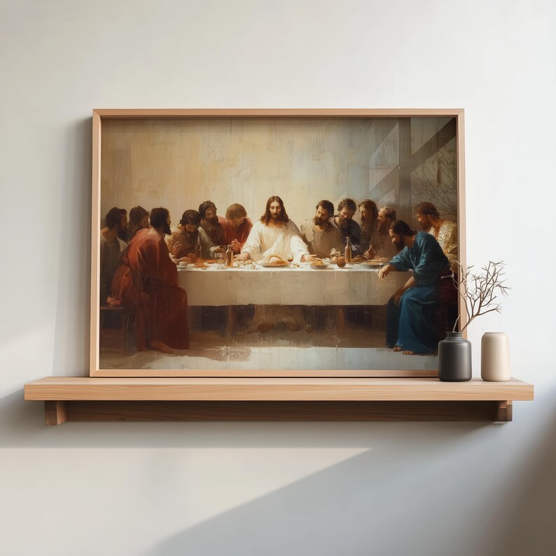 Last Supper Printable Wall Art Jesus and Twelve Disciples Oil Painting ...