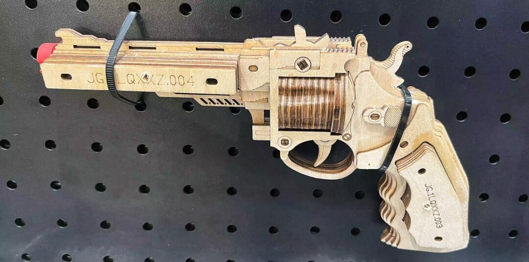 Handmade Wooden Revolver Model – DIY Mechanical Puzzle Gun for ...