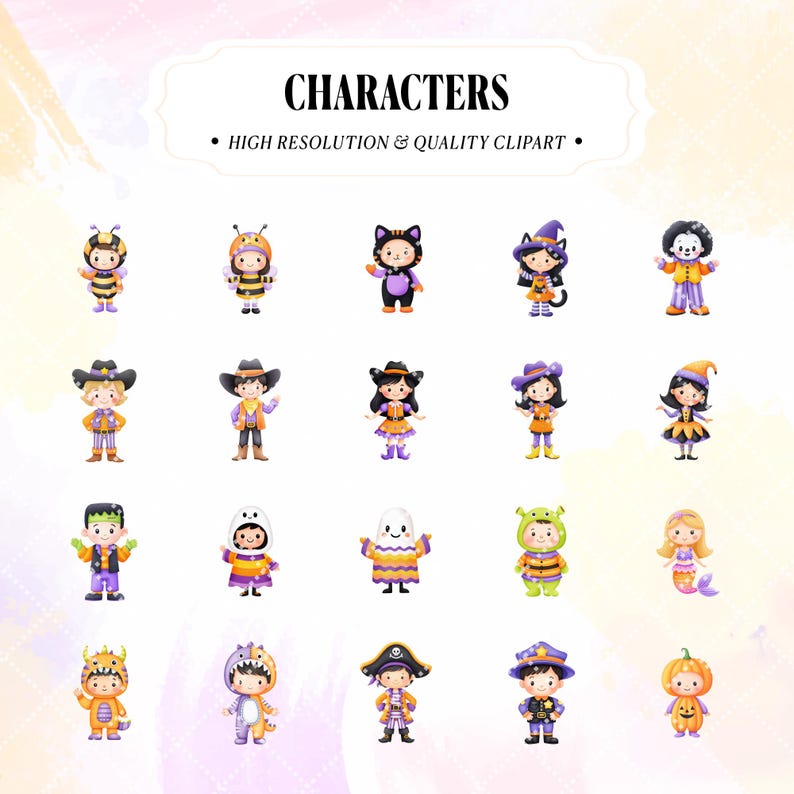 Halloween Costume Kids Clipart, Cute Baby Halloween Decor, Printable ...