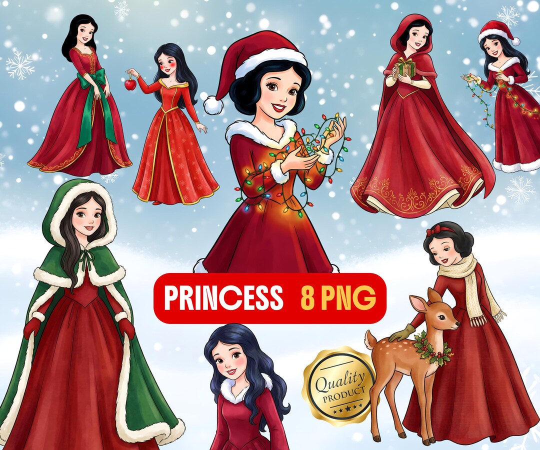 Christmas Winter Princess PNG Bundle | Holiday Fairytale Girl Clipart ...