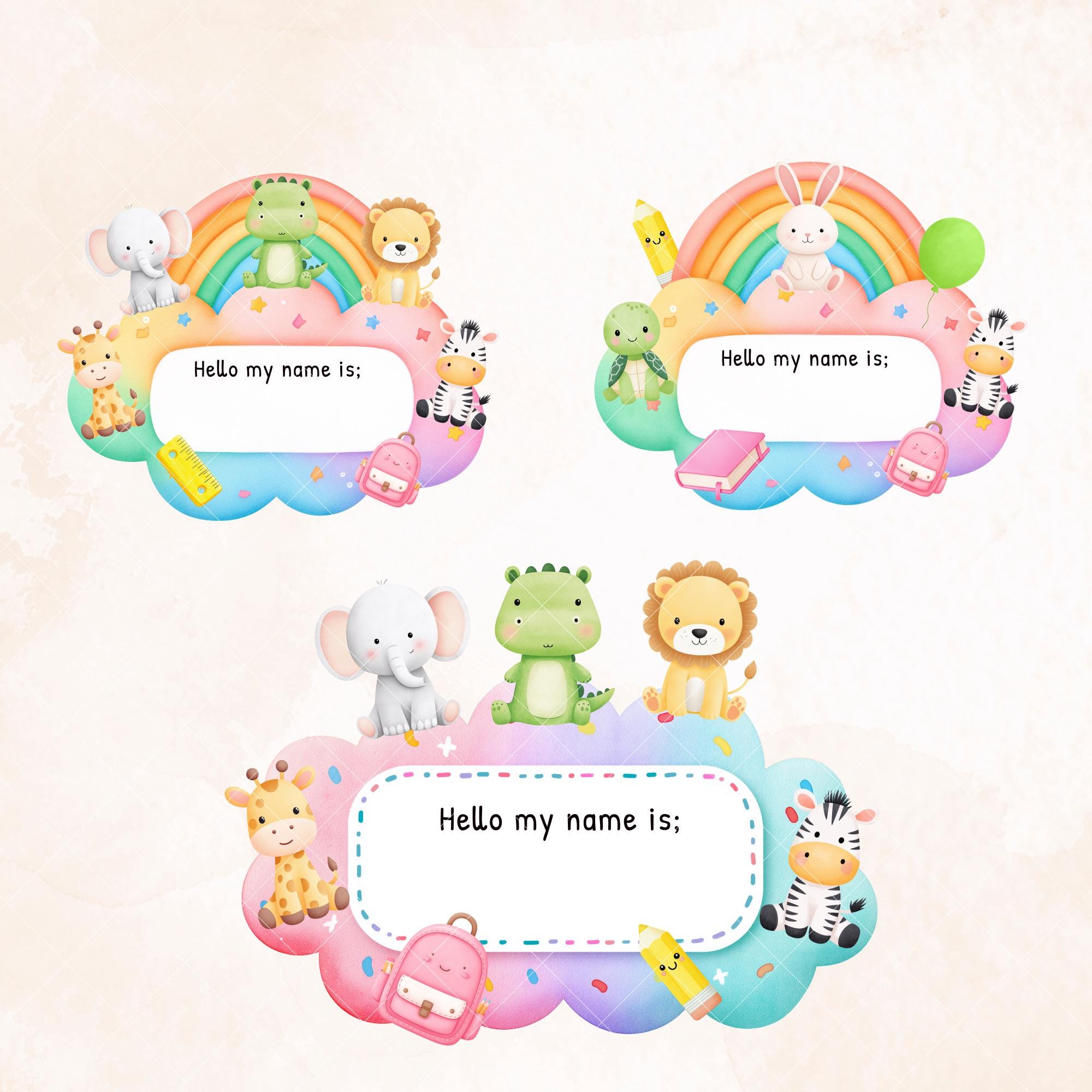 Editable Kids Name Tag Template, Back to School Safari Animal Labels ...