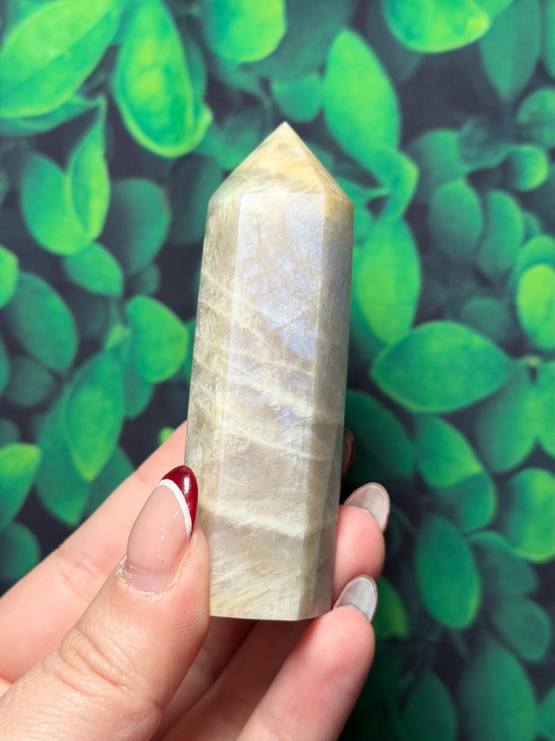 Moonstone Tower - Crystal - Imperfect - Blue Flash - Polished Gemstone ...