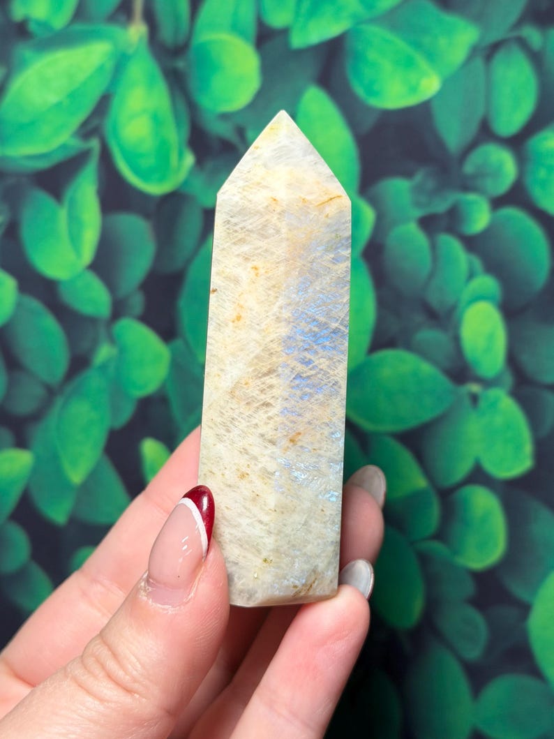 Moonstone Tower - Crystal - Imperfect - Blue Flash - Polished Gemstone ...