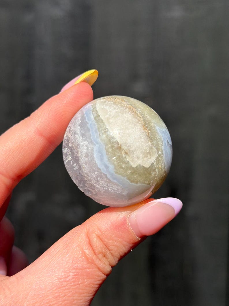 Blue Lace Agate Druzy Sphere - Crystal - Polished Gemstone - Chakra ...