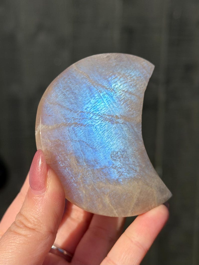 Moonstone Moon on Stand - Crystal - Blue Flash - High Quality ...